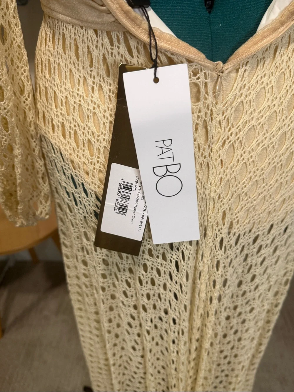 PatBO | Dresses | Patbo Monstera Crochet Bustier Maxi Dress In Sand ...